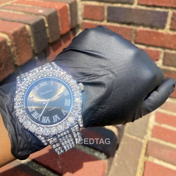 Laudmen | Accessories | Full Iced Out Black Face Luxury Stylish Watch ...